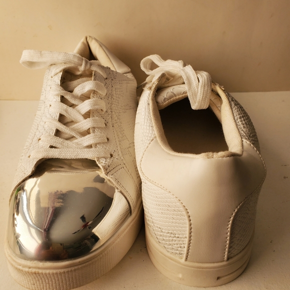 New York & Company | Shoes | Nyc White Faux Snakeskin Sneakers With ...
